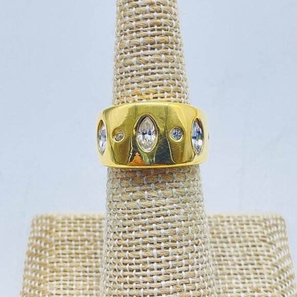 Lady Remington | Jewelry | Lady Remington Gold Tone Wide Band Ring With ...